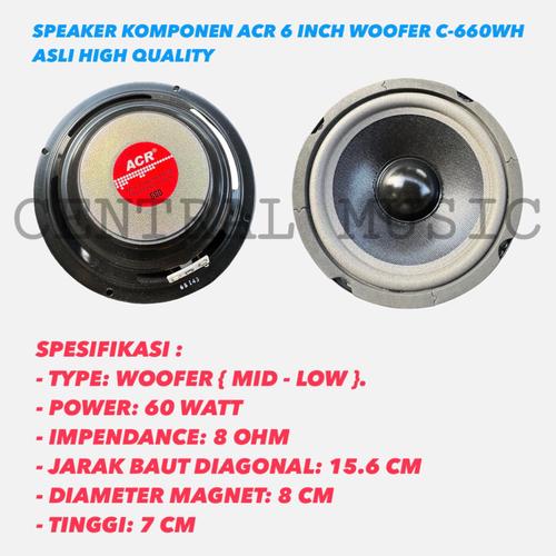 Jual SPEAKER KOMPONEN ACR 6 INCH WOOFER C-660WH ASLI HIGH QUALITY ...