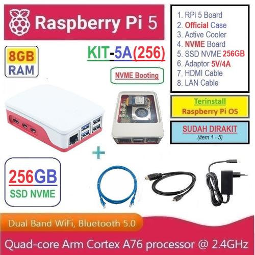 Jual KIT-5A(256) : Raspberry Pi 5 (8GB RAM) KIT NVME SSD 256GB ...