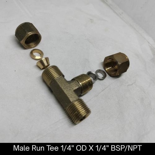 Jual Male Run Tee (MRT) 1/4" OD X 1/4" BSP/NPT, double ferrule. Brass ...
