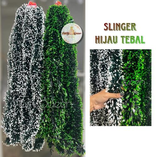 Jual Slinger Tinsel Xmas / Hiasan Pohon Natal / Slinger Hijau Tebal ...
