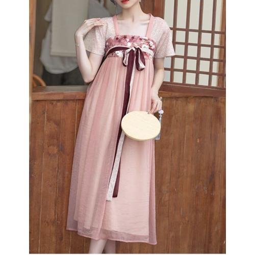 Jual Maxi Long Dress Hanfu Baju Lengan Pendek Wanita Baju Terusan ...