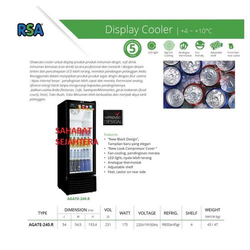Jual Showcase Cooler Kapasitas 222L-RSA - TIPE AGATE-240/AGATE 240 ...