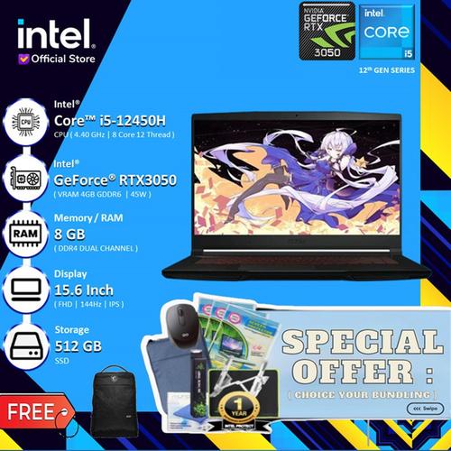 Promo MSI gf63 thin 12UC RTX3050 I5-12450H 8/16GB 512GB w11 15" 144hz ...