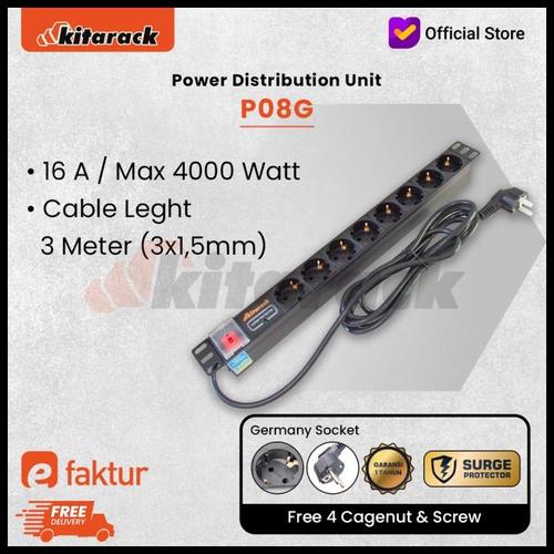 Jual Kitarack Pdu 8 Lubang Stop Kontak Power Distribution Unit 1U 8 ...