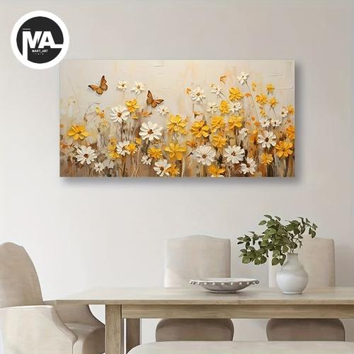 Jual lukisan abstrak bunga texture timbul hiasan ruang tamu aesthetic ...