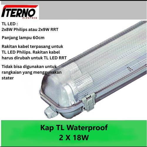Jual Kap Lampu Waterproof 2x18 2x18W TL LED 2x8W IP65 - Cover Biasa ...