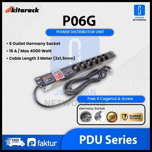 Jual Kitarack Pdu 6 Lubang Stop Kontak Power Distribution Unit 1U 6 ...