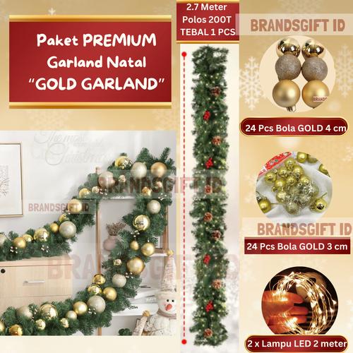 Jual Dekorasi Natal Garland 2.7 meter Jenis Daun Kawat | Garland Daun ...