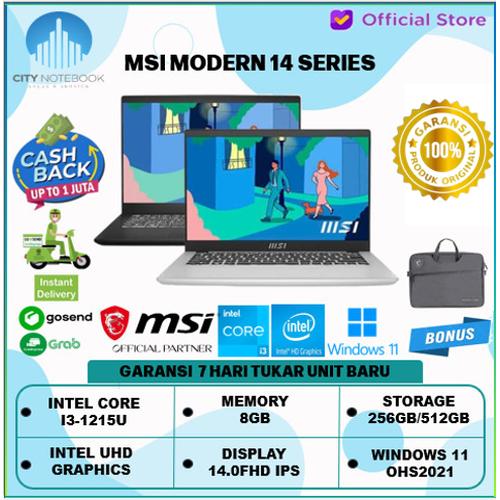 Promo MSI Modern 14 Intel Core I3 1215U 8GB 512GB Windows 11 + Ohs 14.0 Fhd Ips Blit - 8GB/256GB ...