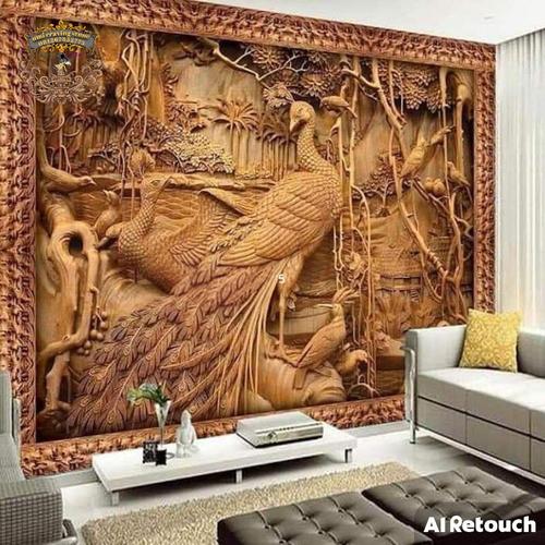 Jual ukiran 3d merak yang sangat mewah ini tebel batu 10 cm, cocok ...