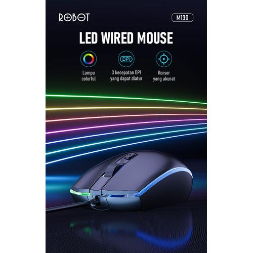 Jual Robot M130 Mouse Kabel 1600 DPI Colorful RGB Lightning LED 3 Level ...
