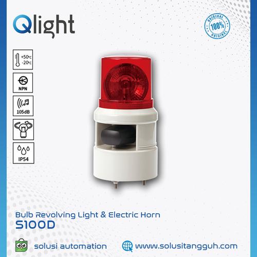 Jual S100D-WS 220VAC / 24VDC QLIGHT WARNING LIGHT+SIRENE - RED 220VAC ...