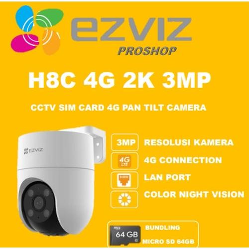 Jual Ezviz H8C 4G 2K 3MP Outdoor Pan & Tilt CCTV Wifi Sim Card Simcard ...