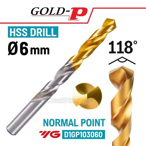 Jual Mata Bor 6 mm HSS Gold P Normal Point YG-1 Mata Bor Besi Baja ...