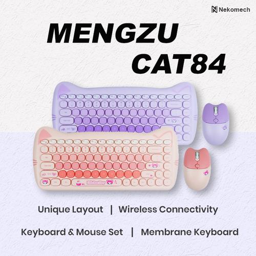 Jual Nekomech MENGZU Wireless Keyboard Mouse Set 2.4G Meow Cat - Merah ...