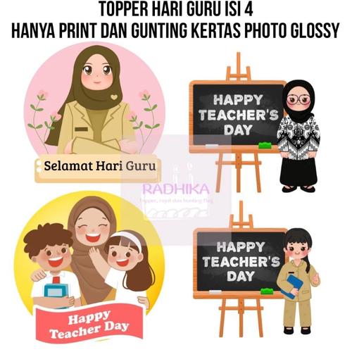 Jual Hiasan Tumpeng Toper Kue Topper Buket Topper Selamat Hari Guru Isi ...