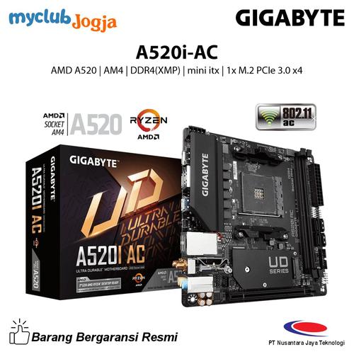 Jual GIGABYTE A520i AC Motherboard AMD A520 AM4 DDR4 XMP NVMe WiFi 802 ...
