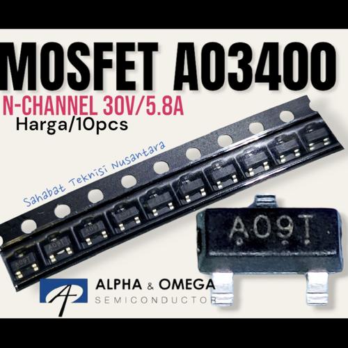 Jual @10pcs mosfet AO3400 SOT-23 Mosfet A09T SMD Mosfet 30V/5.8A SMD - Kota Mojokerto - Toko ...