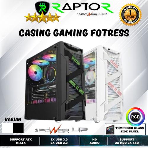 Jual CASING GAMING PC RAPTOR FOTRESS - TEMPERED GLASS INCLUDE 3 FAN ...