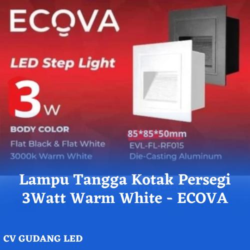 Jual Lampu Tangga Kotak Persegi 3Watt Warm White - ECOVA - Putih - Kab ...