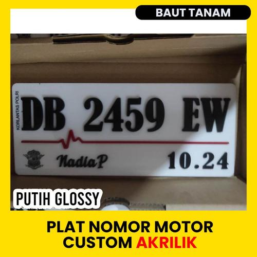 Jual Terlaris PLAT NOMOR MOTOR AKRILIK PREMIUM TIMBUL CUSTOM PUTIH ...