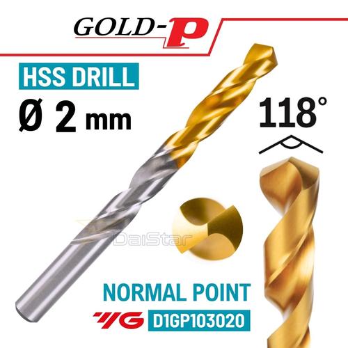 Promo Mata Bor 2 mm HSS Gold P Normal Point YG-1 Mata Bor Besi Baja ...