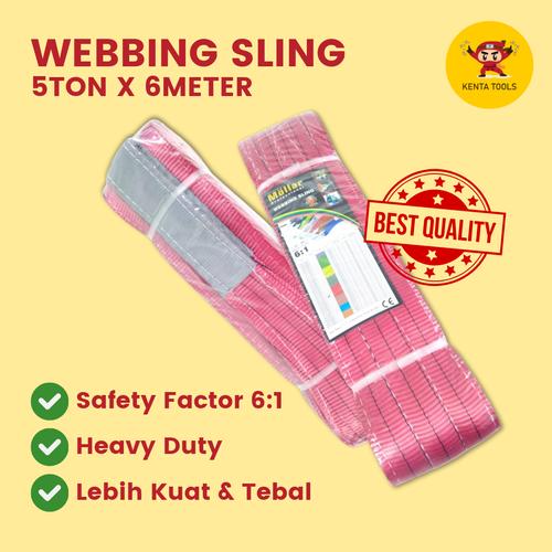 Jual Tali Angkat Webbing Sling 5 Ton 6 Meter Belt Double Ply Polyester ...