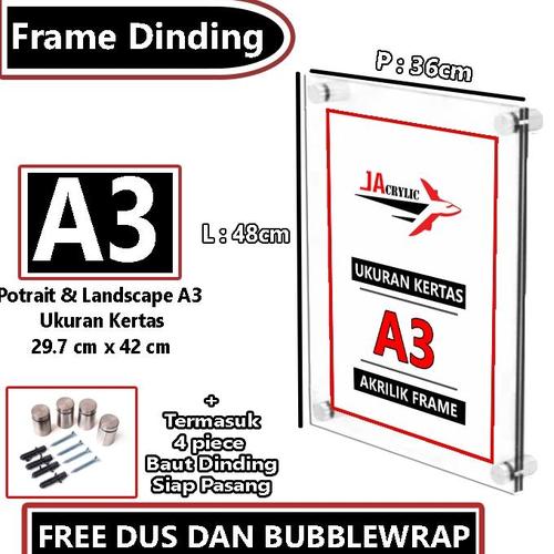 Jual Frame Foto Akrilik / Display Dinding Akrilik Ukuran A3 - Frame ...