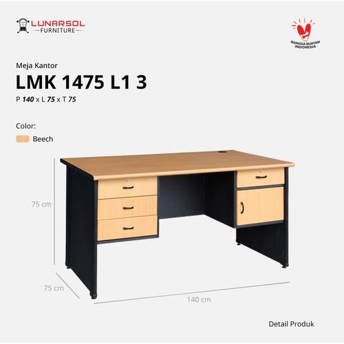 Jual Meja Kantor Meja Kerja Meja Belajar Lunar LMK 1475 Laci 1 Laci 3 ...