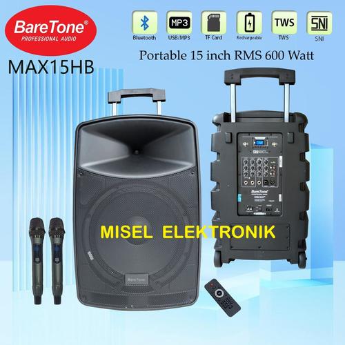 Jual SPEAKER PORTABLE 15 INCH BARETONE MAX15HB PAKET KARAOKE SMART TV ...