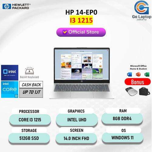 Promo HP 14 Core I3 1215 Ram 8GB 512GB W11+OHS 14.0 Fhd BLIT Free Mouse ...