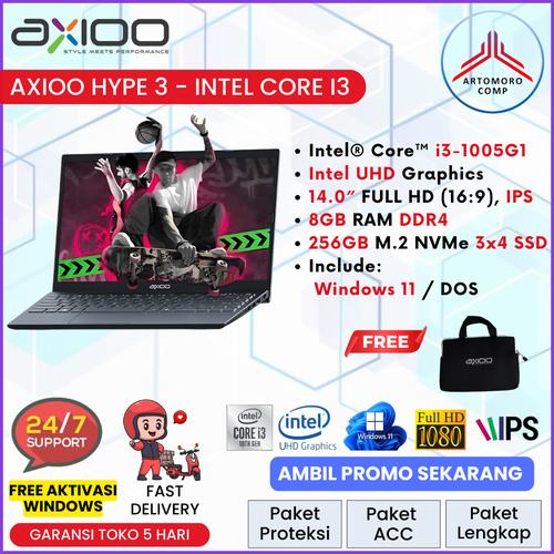 Promo AXIOO Hype 3 Intel i3 1005G1 8GB 256 Windows 11 Pro 14" FHD IPS Resmi - Blue / DOS, Unit ...
