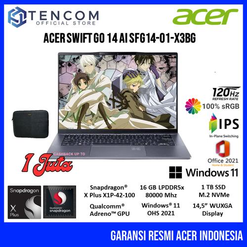 Promo Acer Swift Go 14 AI SFG14 Snapdragon X Plus X1P-42-100 16GB 1TB ...