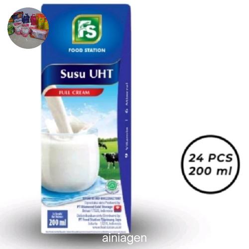 Jual Susu UHT Food station 200ml Varian Full Cream isi 24pcs/1karton ...