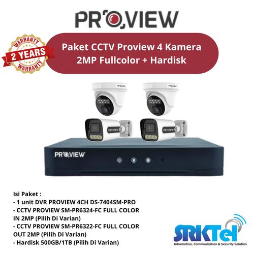 Jual Paket CCTV Proview 4 Kamera 2MP Fullcolor + Hardisk - 4 Cam Indoor ...