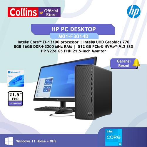 Promo HP PC DESKTOP M01-F3014D i3-13100 8GB 512GB UMA W11 OHS MONITOR LED 21.5" - DDR4 8GB Cicil ...