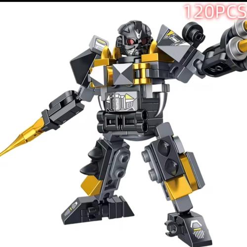 Jual Mainan Balok susun action Figure 3D Robot Hitam12 Artikulasi sendi ...