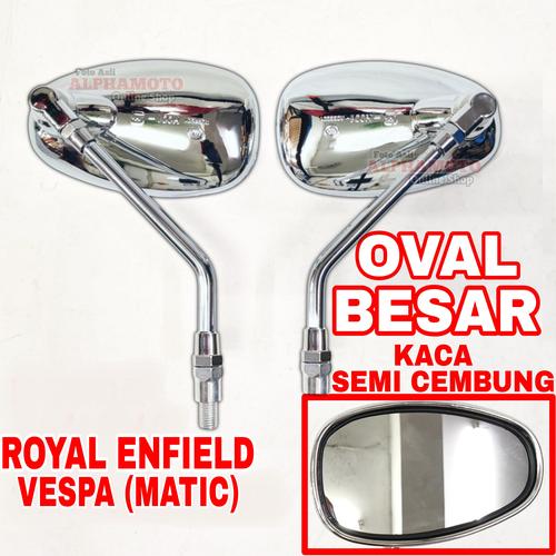 Jual spion JUMBO CLASSIC oval retro chrome royal enfield interceptor continental gt650 bullet ...