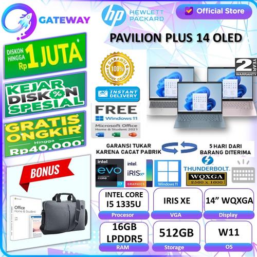 Promo HP Pavilion Plus 14 OLED Intel Evo i5-1335U 16GB 512GB SSD WQXGA IPS Win11 OHS ew0077TU ...
