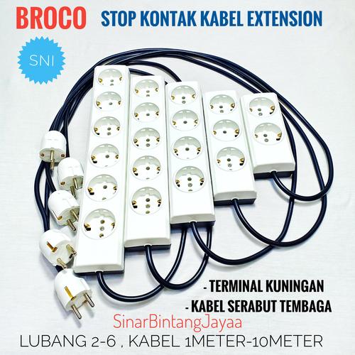 Jual BROCO Stop Kontak Kabel Extension Lubang 2-6 SNI Kabel HITAM 1M ...
