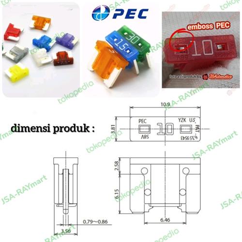 Jual Sekring Sekering Fuse Mobil Motor ukuran Micro Fuse kaki rata ...
