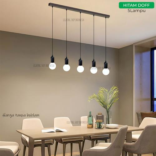 Jual Lampu gantung hias fiting aluminium oval 3in1 5in1 kop panjang 50cm meja makan island ...