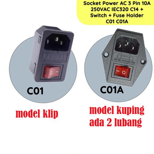Jual Soket AC 3 in 1 with Saklar on-off Lampu Fuse Holder Power Outlet Socket Switch 3 Pin 10A ...