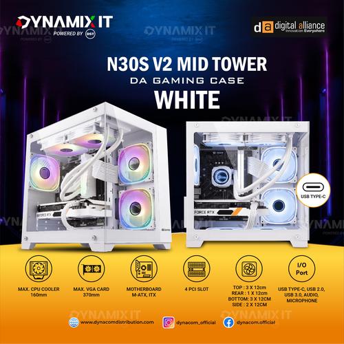 Jual Digital Alliance N30S V2 Panoramic TG Mid-Tower ATX PC Case - White - Kota Surabaya ...
