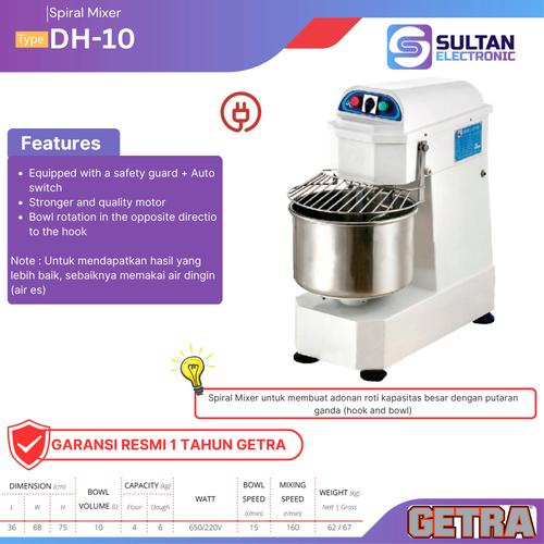 Jual GETRA Spiral Mixer DH-10 / DH 10 / DH10 / Mixer Adonan Roti ...