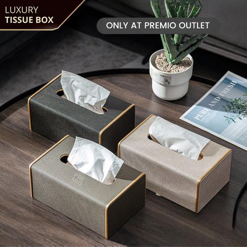 Jual PREMIO Kotak Tempat Penyimpanan Tissue Box Kulit Estetik & Minimalis - GRAY GOLD - Kab ...