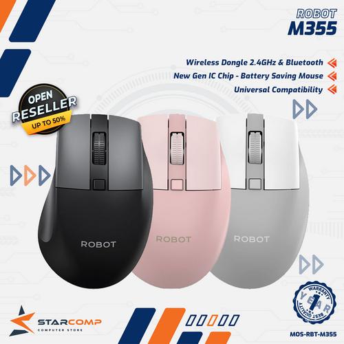 Jual ROBOT M355 Mouse Dual Mode Bluetooth Wireless Silent Click - Hitam ...