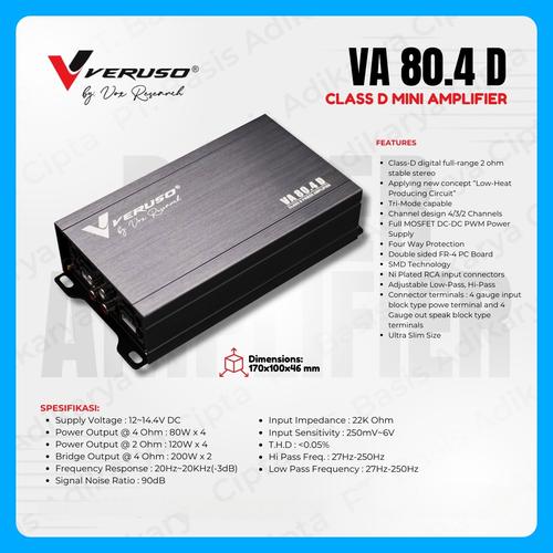 Jual Veruso VA 80.4 D - POWER AMPLIFIER 4CH CLASS D - Kota Tangerang ...