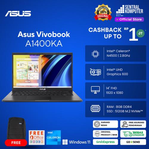 Jual ASUS Vivobook 14 A1400KA N4500 DDR4 8GB 512GB SSD 14" FHD W11 OHS ...