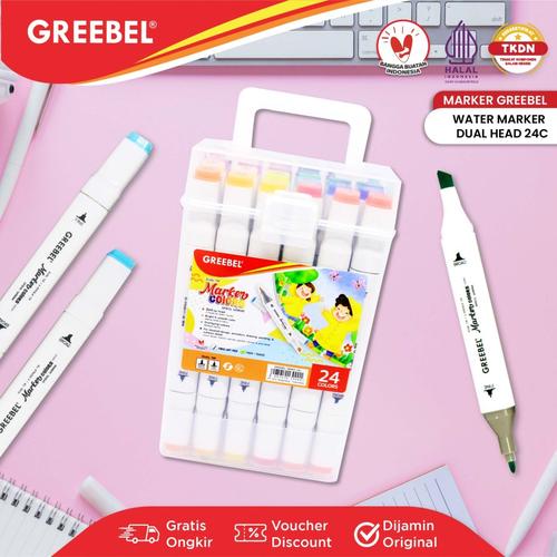 Jual GREEBEL Water Marker Dual Head (24 Warna) / Spidol Sketsa / Water ...